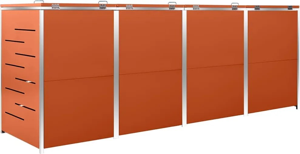 Přístřešek na čtyři popelnice 276,5x77,5x115 cm nerezová ocel 149565