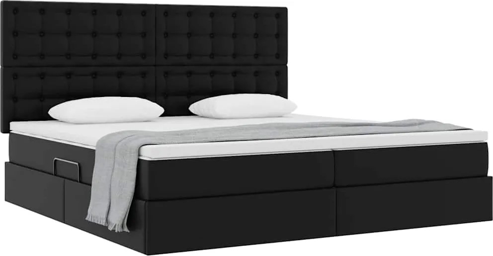 Postel s úložným prostorem s čelo Černá 200 x 200 cm Umělá kůže 3371681