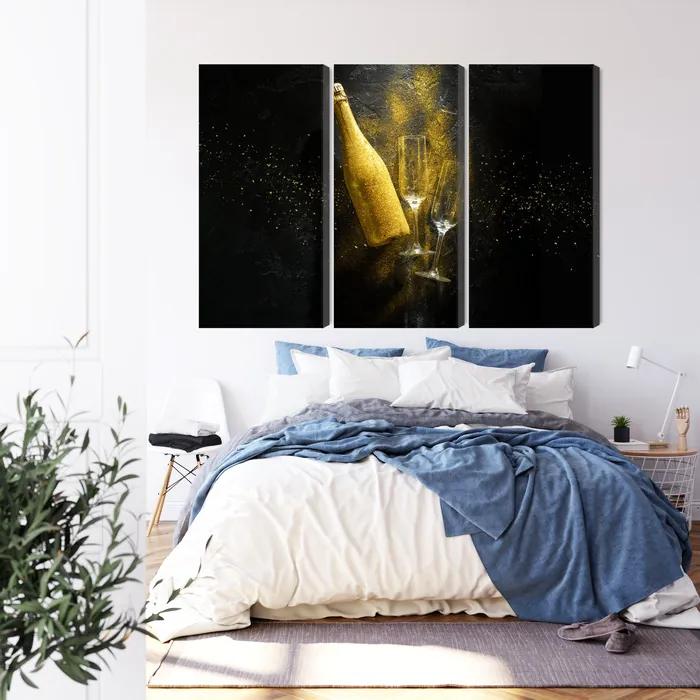 Vícedílný obraz Zlatá Láhev Šampaňského Nedostatek Nedostatek Plátno Canvas 180x120