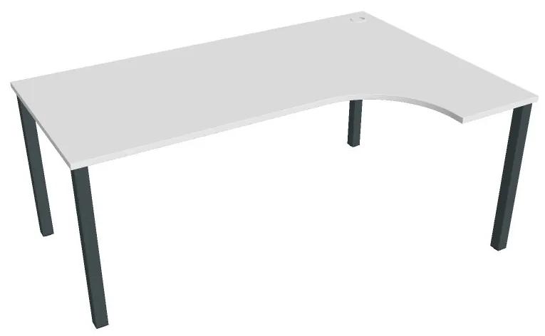 Stůl ergo oblouk levý 180×120/80 cm - Hobis Uni UE 1800 L Dekor stolové desky: bílá, Barva nohou: černá