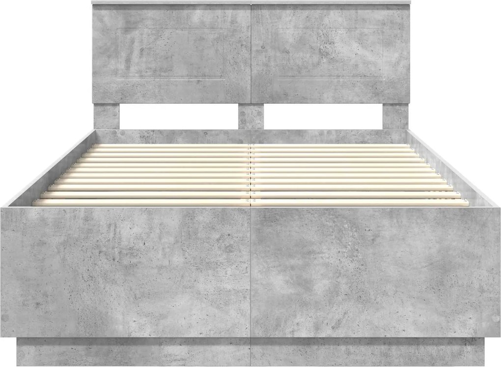 Rám postele s čelo Betonově šedá 135 x 190 cm Kompozitní dřevo 3408176