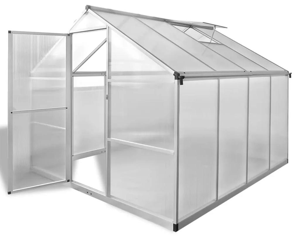 Zpevněný hliníkový skleník s podkladovým rámem 6,05 m² - Default Title