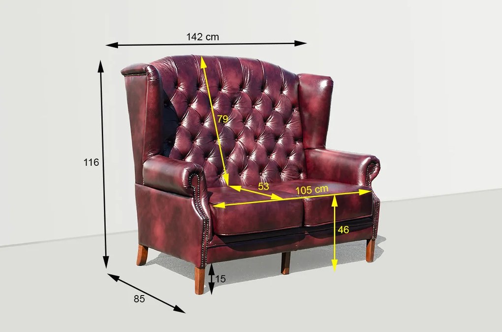 Askont Chesterfield Harold 2M: Kožená pohovka