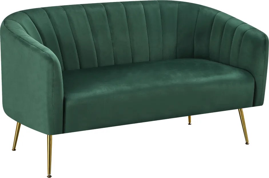 Designový 2-sed, tmavě zelená Velvet látka/gold chrom-zlatý, BAGY