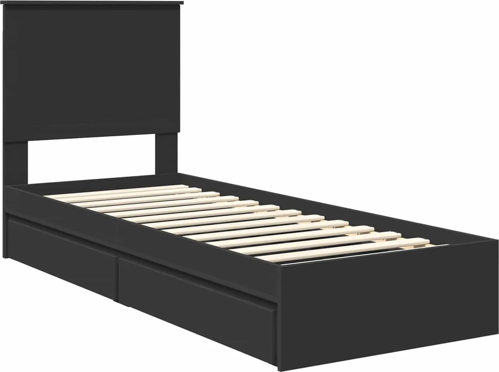 Postel s úložným prostorem Černá 75 x 190 cm Kompozitní dřevo 3411258