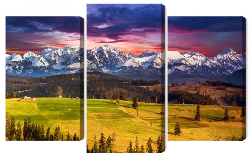 Vícedílný obraz Krajina S Polskými Tatrami 3D Nedostatek Nedostatek Přírodní plátno 90x60