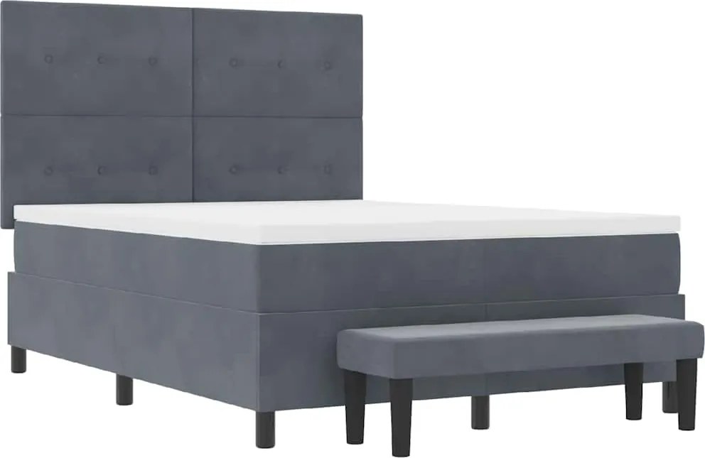 Postel s boxspringem s čelo Tmavě šedá 200 x 140 cm samet 3344517