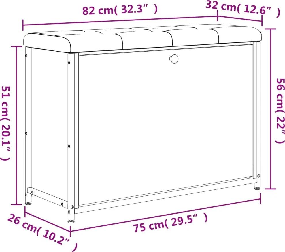 vidaXL Botníková lavice s výklopnou zásuvkou 82 x 32 x 56 cm [835123] Barva: Černá