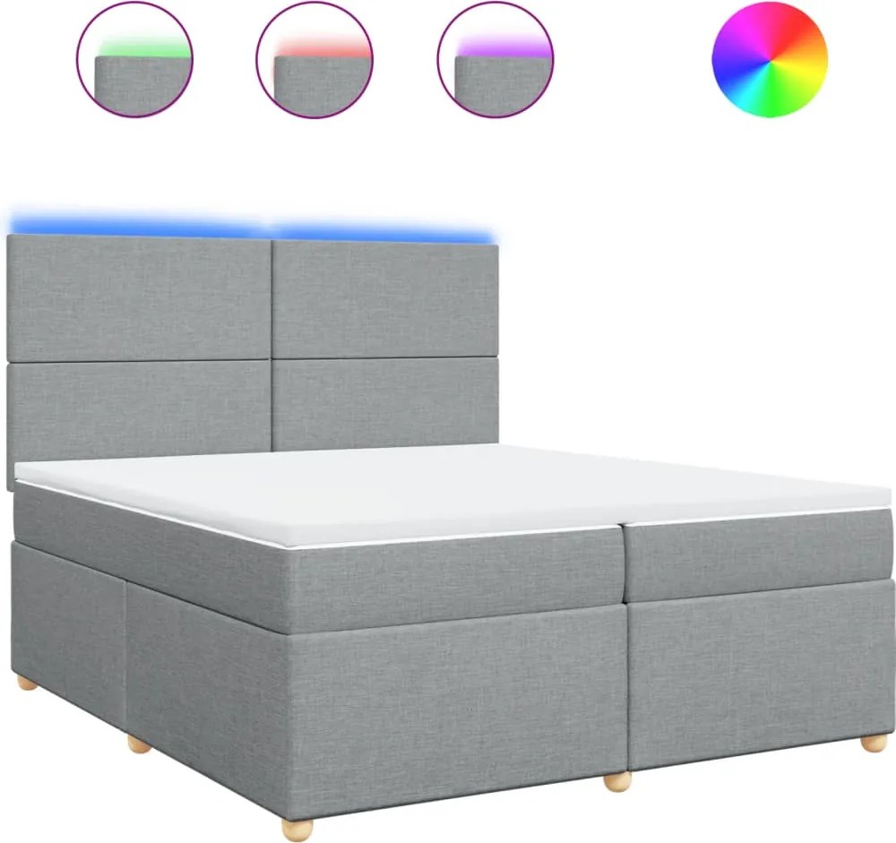 Box spring postel s matrací světle šedá 200 x 200 cm textil 3293680