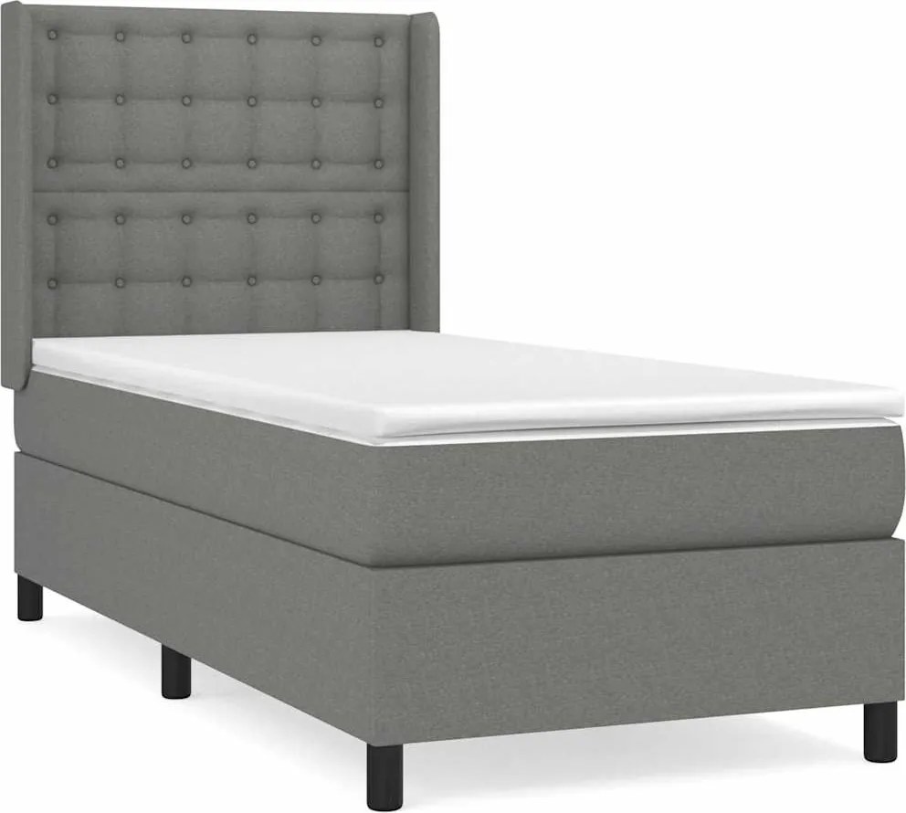 Box spring postel s matrací tmavě šedá 90x190 cm textil 3131714