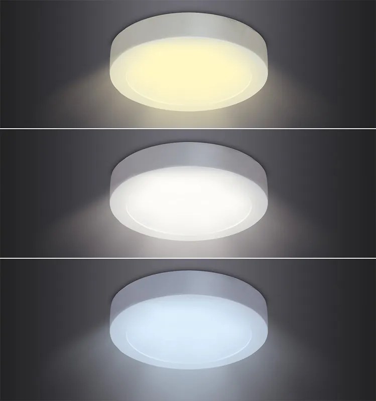 SOLIGHT LED mini panel CCT, přisazený, 24W, 1800lm, 3000K, 4000K, 6000K, kulatý bílý