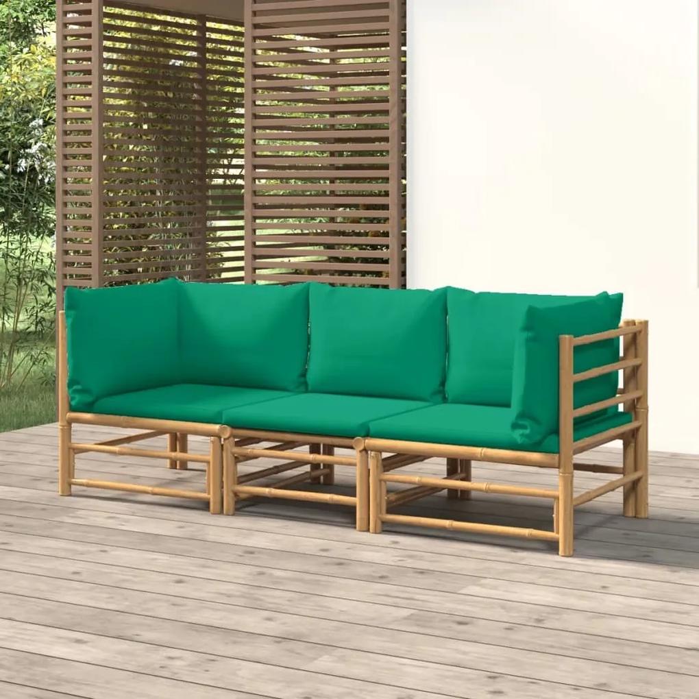 vidaXL 3dílná zahradní sedací souprava s poduškami bambus [3155151] Barva polštáře: Taupe