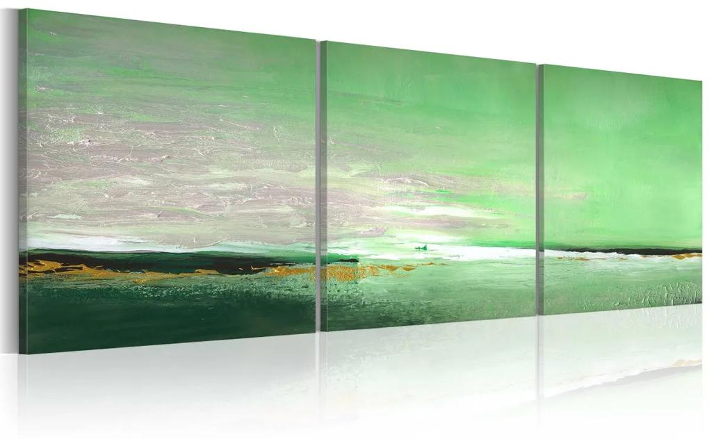 Ručně malovaný obraz - Sea-zelená pobřeží - 150x50