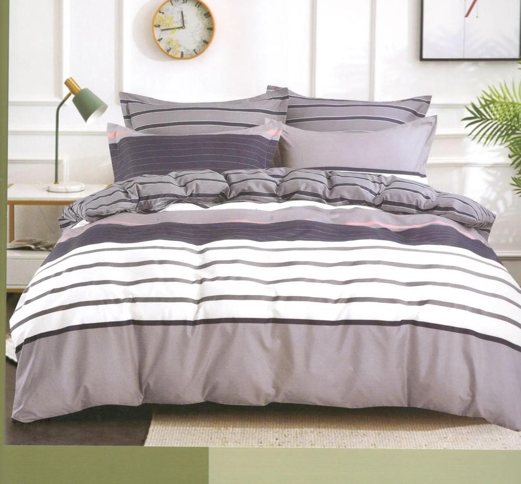 Bavlissimo 2-dílné povlečení pruhy bavlna/mikrovlákno fialová 140x200 na jednu  postel | BIANO