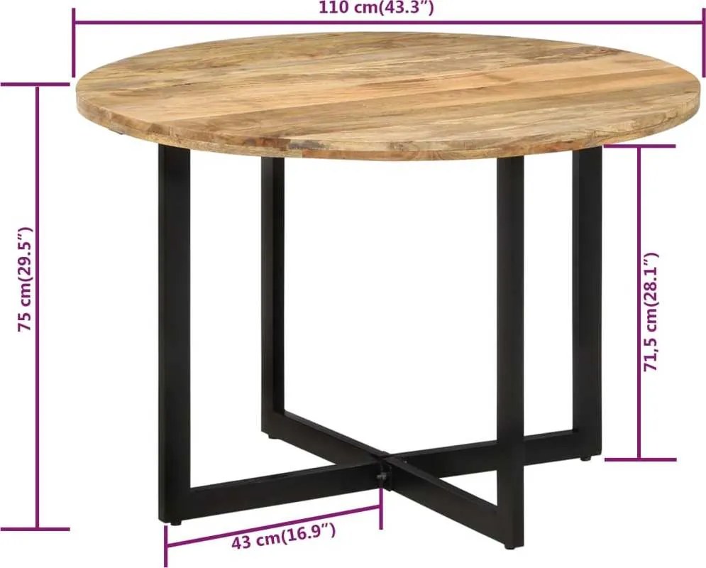 vidaXL Jídelní stůl 110 x 75 cm masivní mangovníkové dřevo [338479]