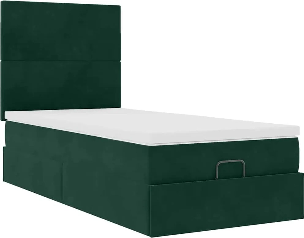 Osmanský rám postele s matracemi tmavě šedá 80x200cm samet 3313364
