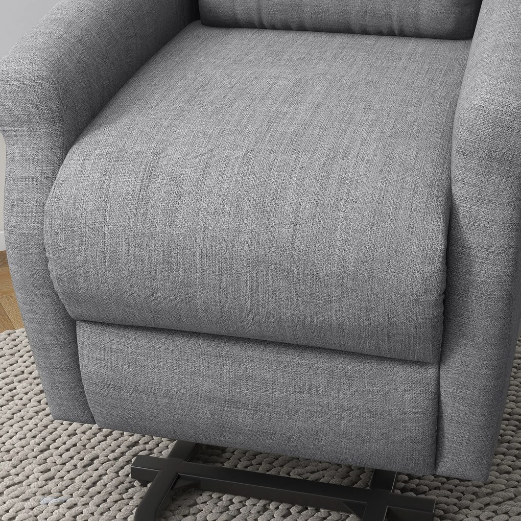 HOMCOM Relaxační křeslo, pomůcka při vstávání, polohovací funkce, do 200 kg, 72,5x94x109 cm, šedé