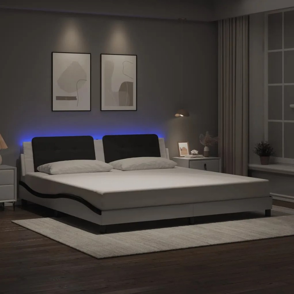 Rám postele s LED bez matrace Zadar bílý a černý 200x200 cm 3214137
