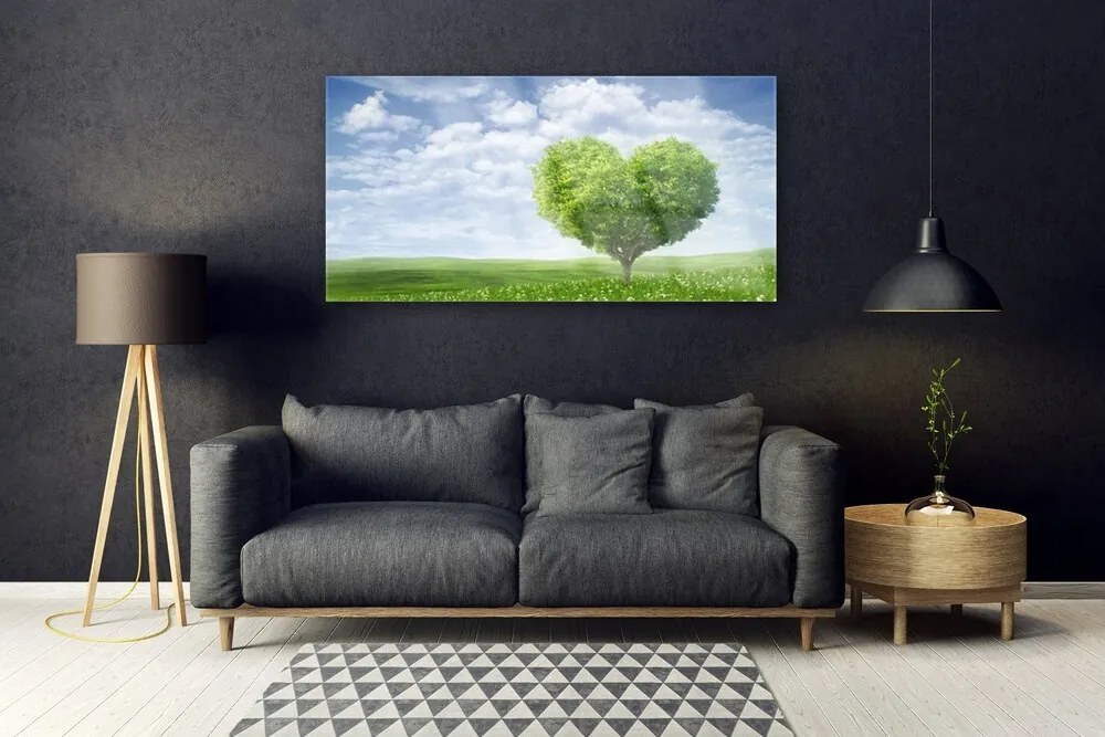 akrylový obraz Strom Srdce Příroda 120x60 cm