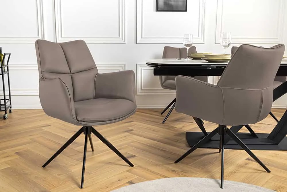 Designová otočná židle Vallerina hnědá kůže
