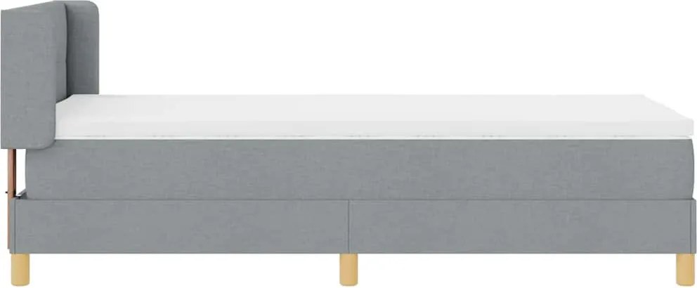 Postel s boxspringem s čelo Světle šedá 200 x 90 cm textil 3341272