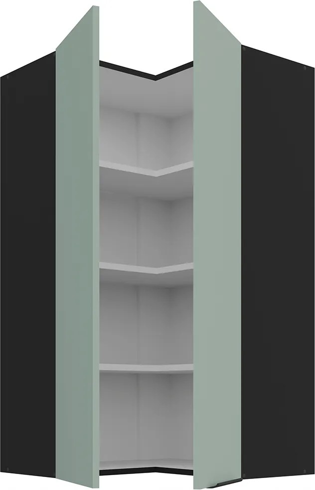 ARIA sc | horní kuchyňská skříňka 60x60 GN-108 2F (90°) rohová s policemi | EXTRA VYSOKÁ | 60x60 cm | černá/aquamarine