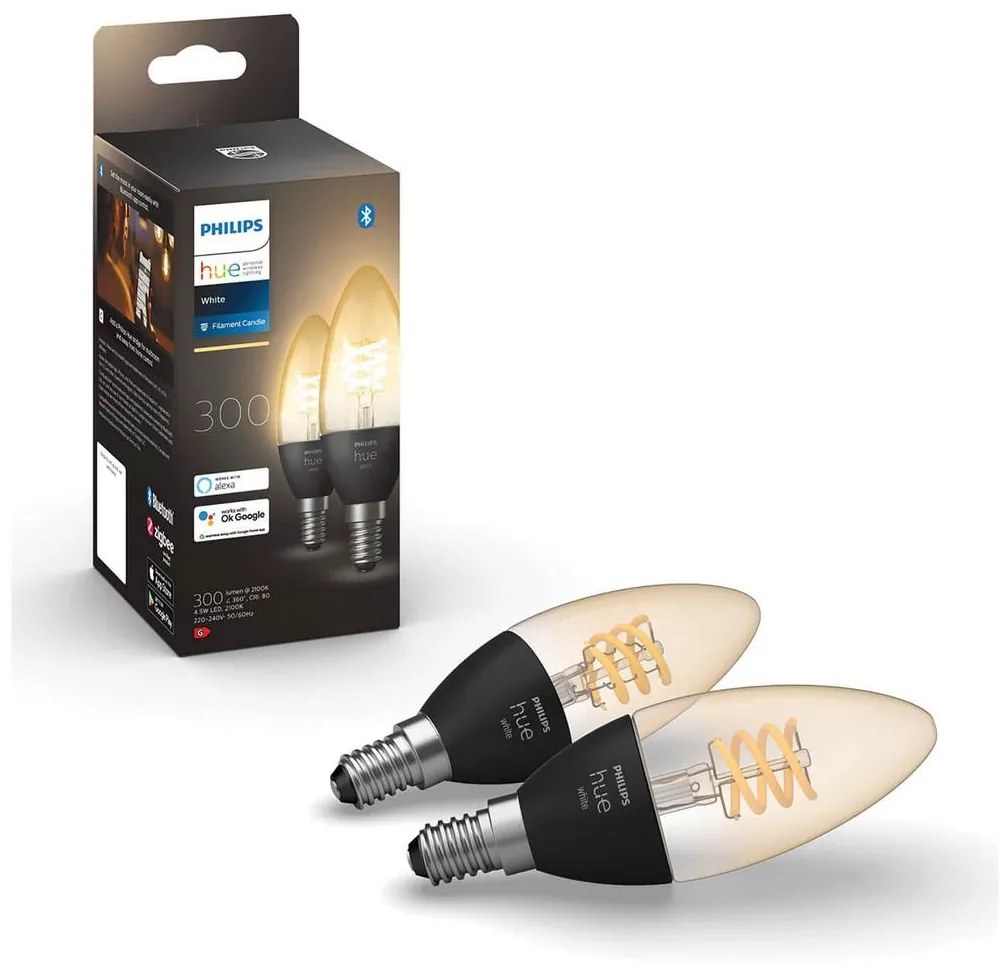 Philips | SADA 2x LED Stmívatelná žárovka Philips Hue WHITE FILAMENT E14/4,5W/230V 2100K | P4631