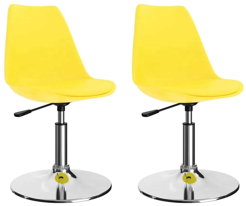 324207 vidaXL Otočné jídelní židle 2 ks žluté umělá kůže