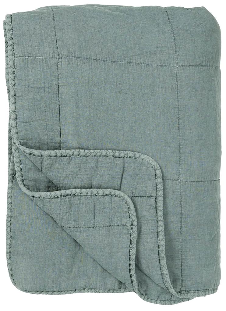 IB LAURSEN Prošívaný bavlněný přehoz Dusty Blue 130x180, modrá barva, textil