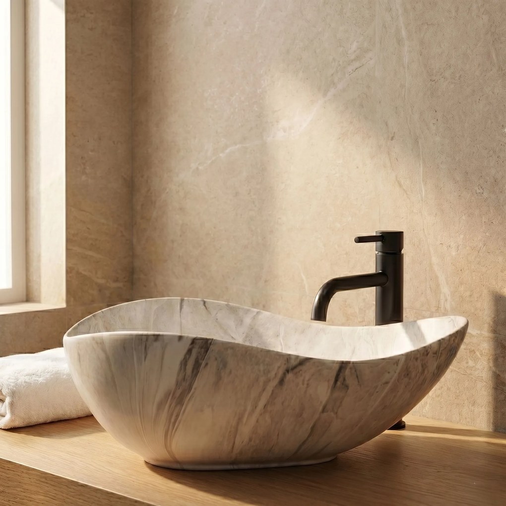 Rea Dora Stone, umyvadlo na desku 515x400x175 mm, šedá imitace kamene, REA-U5066