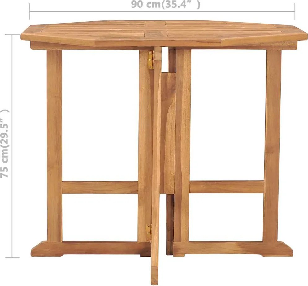 Skládací zahradní jídelní stůl 90 x 90 x 75 cm masivní teak 315447