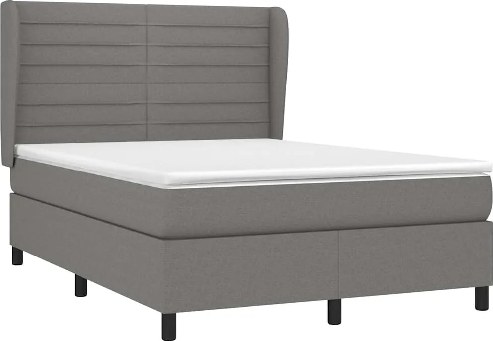 Box spring postel s matrací tmavě šedý 140 x 190 cm textil 3128038