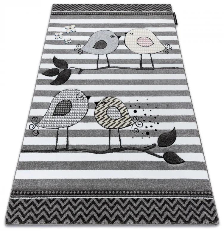 Dywany Łuszczów Dětský kusový koberec Petit C549 Birds grey - 140x190 cm