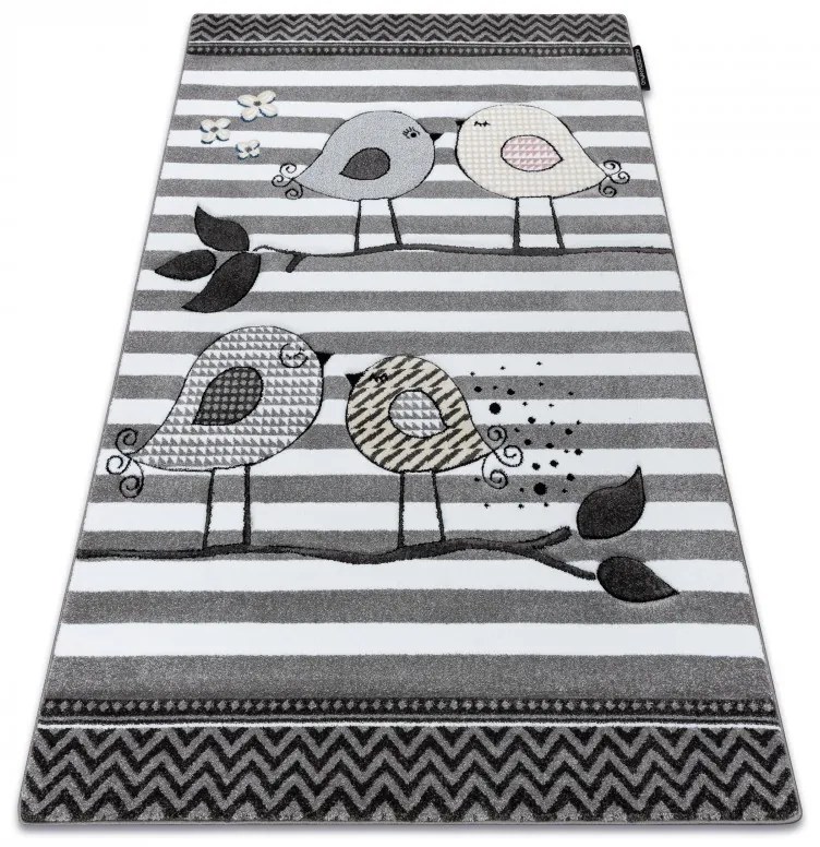 Dywany Łuszczów, Dětský kusový koberec Petit C549 Birds grey, 160x220, šedá, dětský pokoj