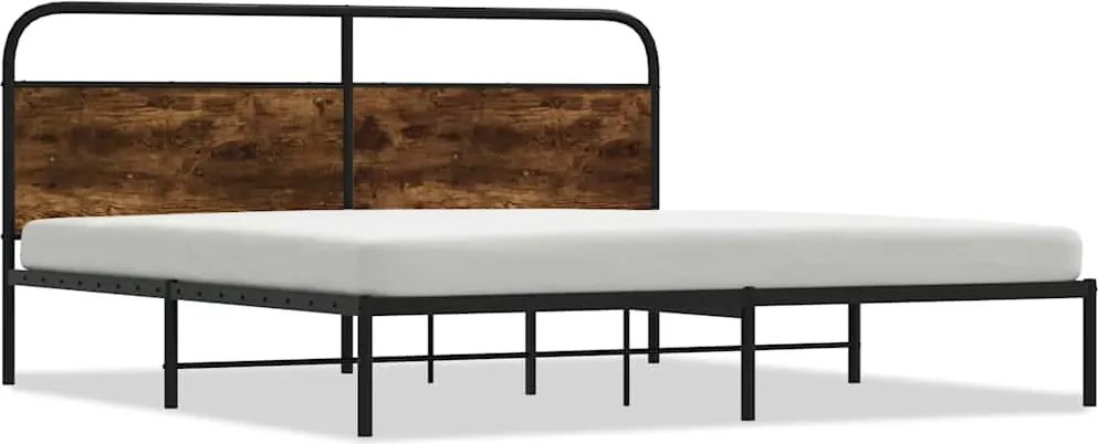 Kovový rám postele bez matrace kouřový dub 200 x 200 cm 3318633