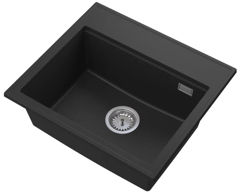 Gamma Modern 5055, 1-komorový granitový dřez 560x500x210 mm, černá, GMA-ZM-55-BK