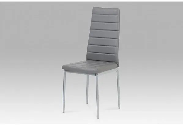 Artium  Jídelní židle, koženka tm. šedá / šedý lak