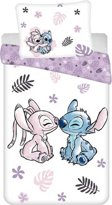 Jerry Fabrics Bavlněné povlečení 160x200 Lilo a Stitch bílý fialový povlak na polštář 70x80 23. srpna
