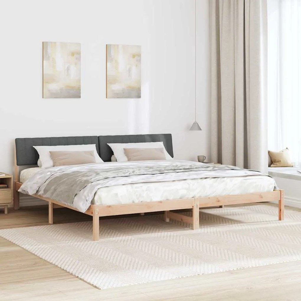 Rám postele s čelo hnědá a tmavě šedá 200 x 200 cm 3394349