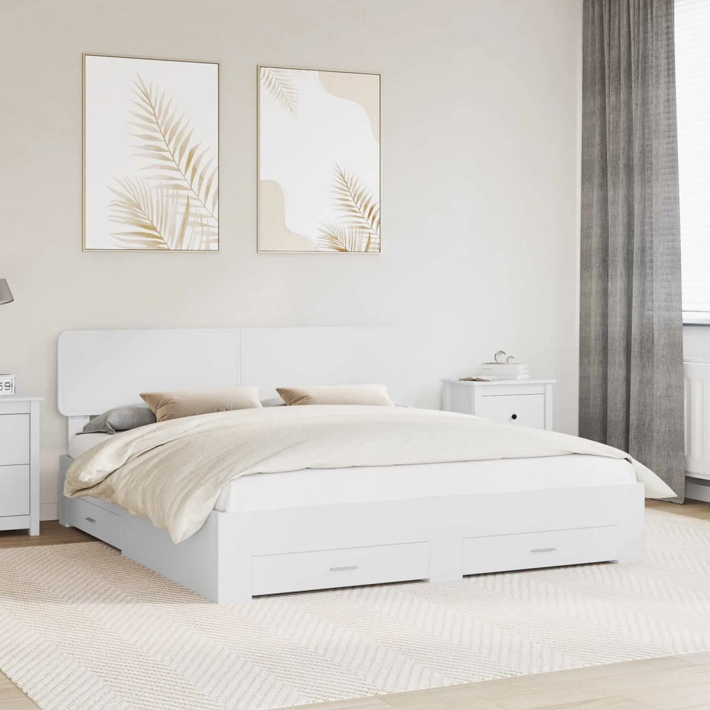 Rám postele se zásuvkou Bílá 180 x 200 cm Kompozitní dřevo 3412339