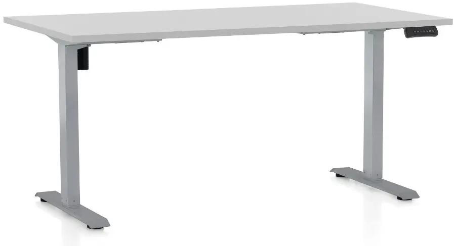 Výškově nastavitelný stůl OfficeTech B, 140 x 80 cm - šedá podnož Barva: Dub