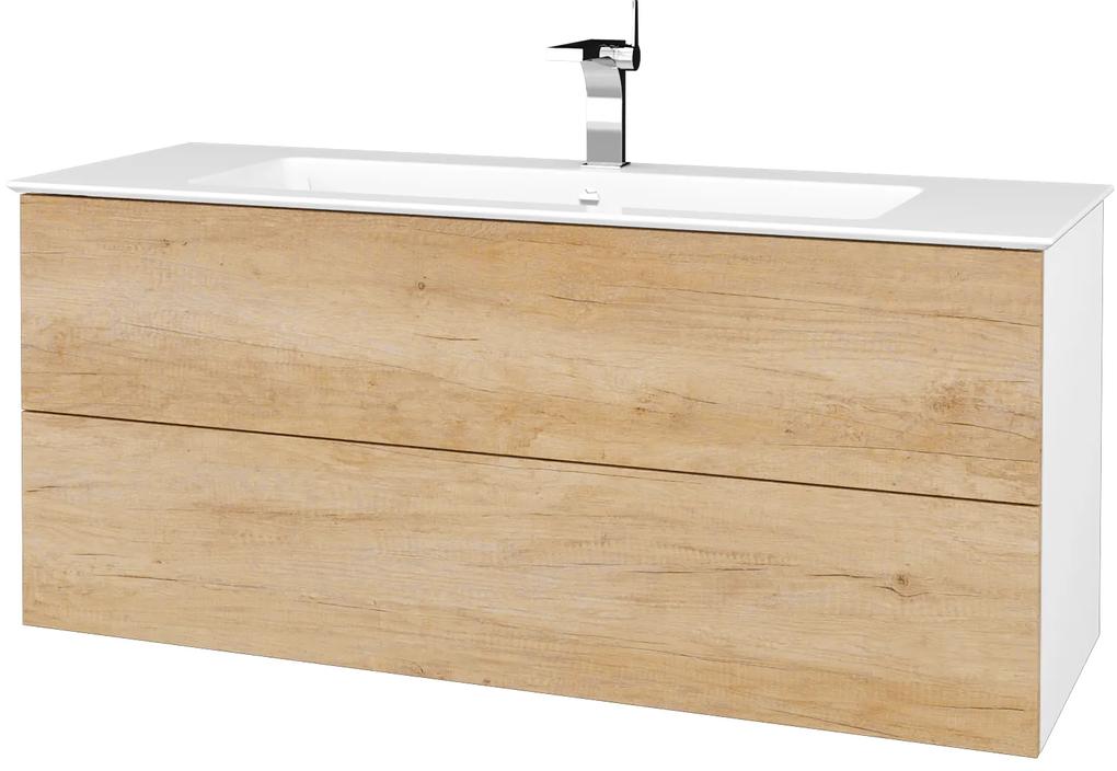 Dřevojas Koupelnová skříň VARIANTE SZZ2 120 (umyvadlo Pura) Varianta: N01 Bílá lesk / M05 Béžová mat