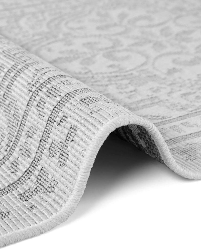 NORTHRUGS, Kusový koberec Duet Rosel 106251 White/Gray - na ven i na doma, 160x230, šedá, chodba / předsíň