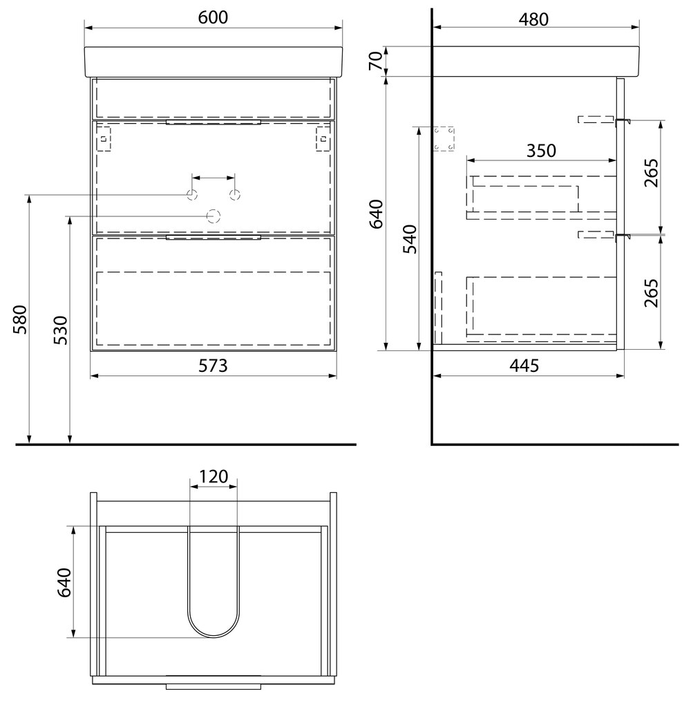 Bruckner NERON umyvadlová skříňka 57,5x64x44,7 cm, bílá 500.117.0