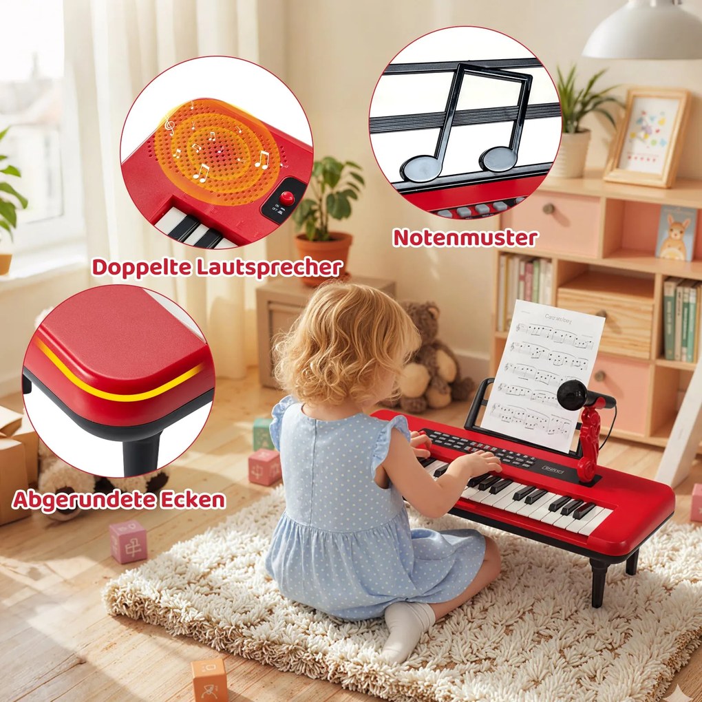 Costway 37 Klávesy Elektronické piano s mikrofonem a hudebním stojanem
