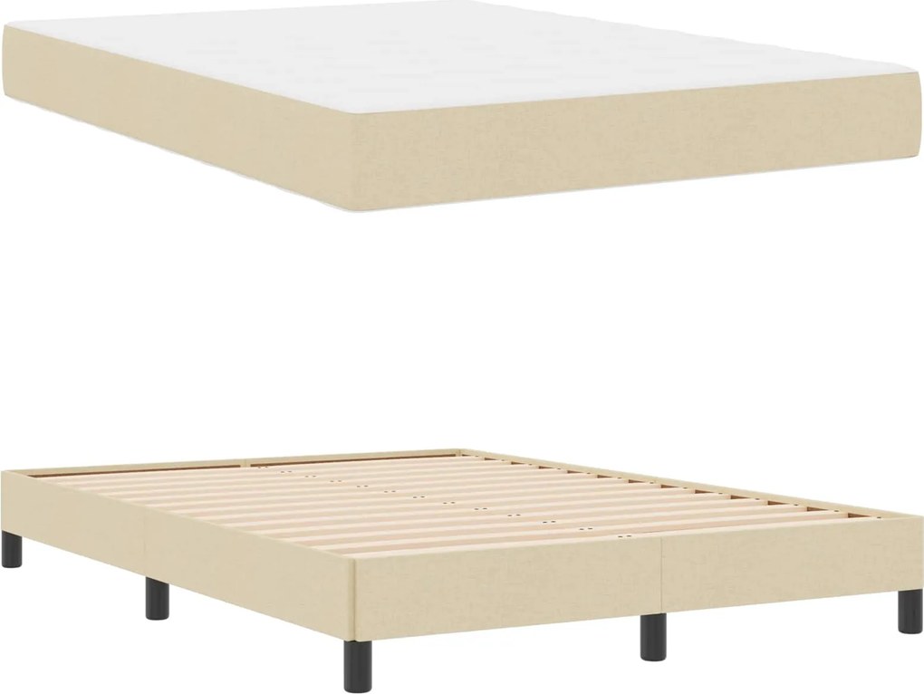 Postel s boxspringem Krémová 140 x 190 cm textil 3398491