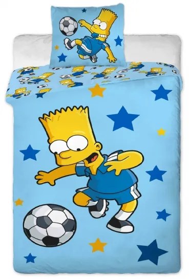 Dětské povlečení do velké postele 140x200 - Bart s míčem modrá Lobles