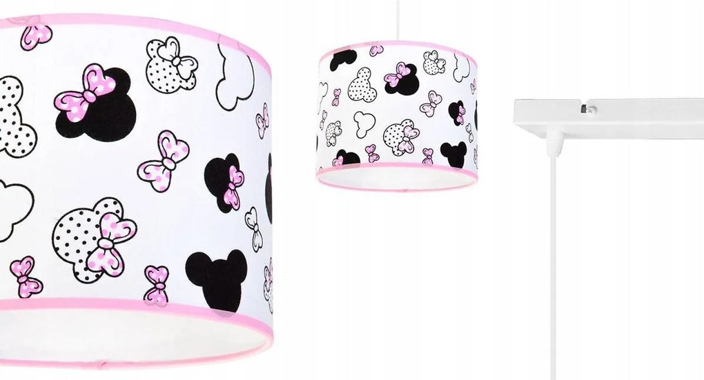 Dětské závěsné svítidlo Minnie, 3x textilní stínítko se vzorem