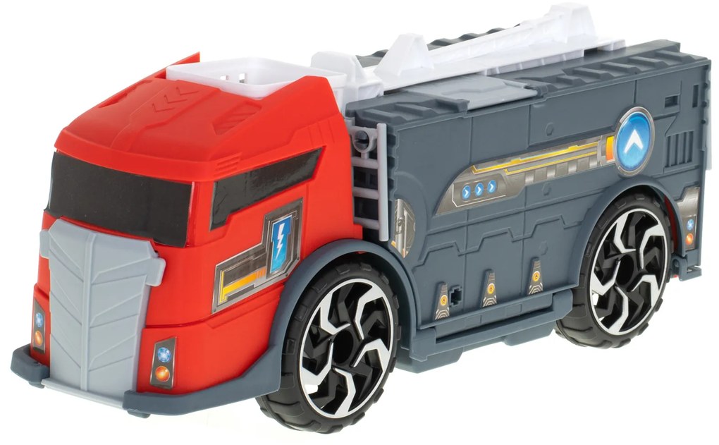 Creative Corner Transportér TIR 2v1 parkovací garáž hasiči + 3 auta červená