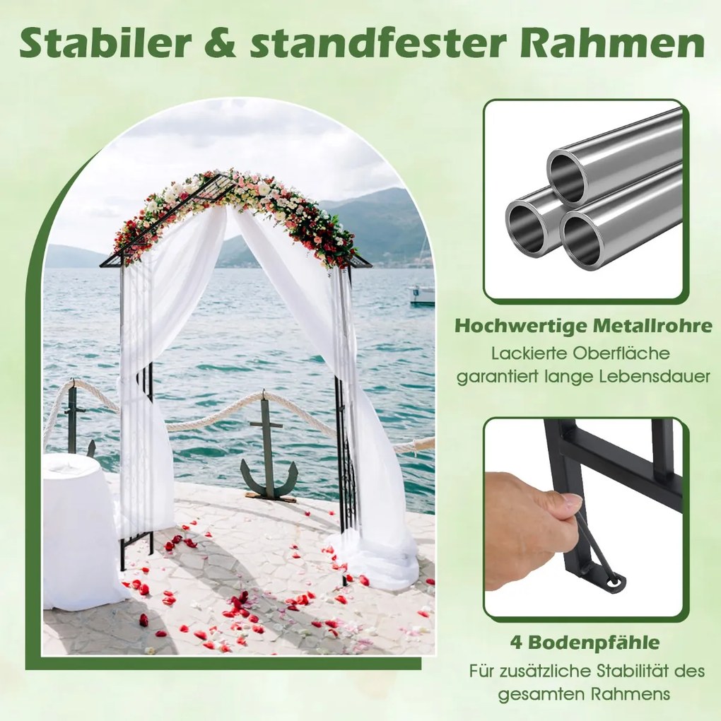 Costway Rose Arch Kovový zahradní oblouk pro popínavé rostliny Trellis – černý